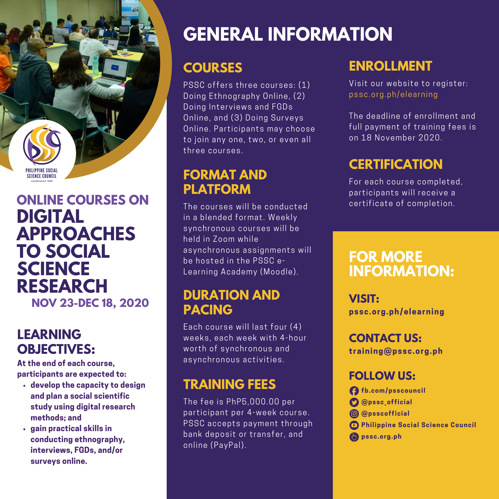 Registration for PSSC's online social science research training is NOW ...