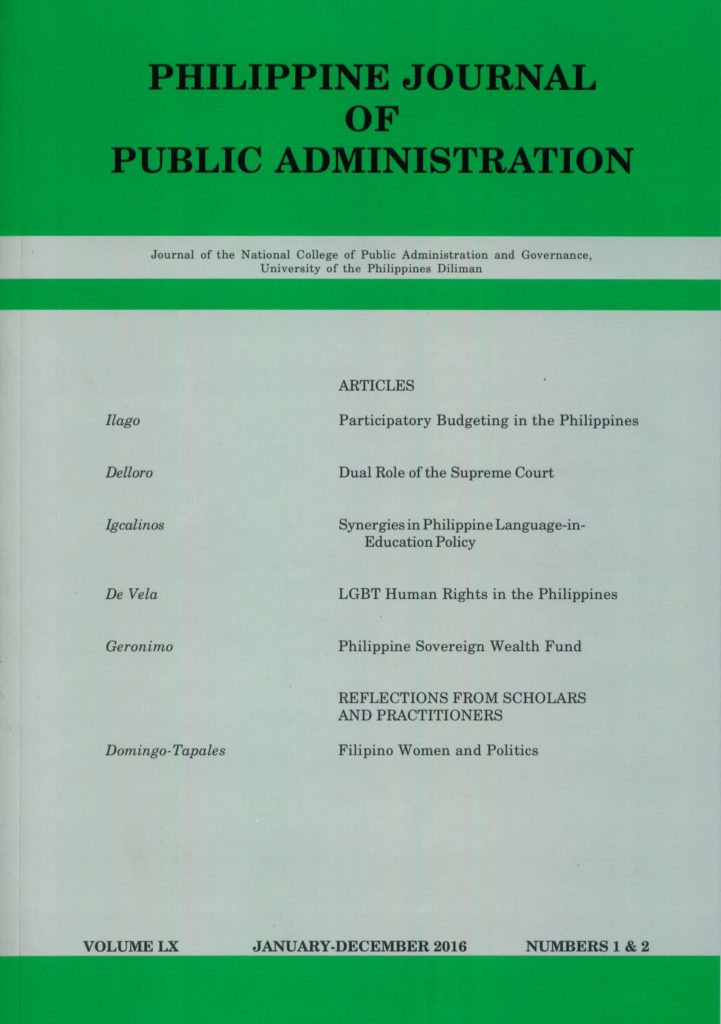 Philippine Journal of Public Administration Vol 60 No 1-2 - Philippine ...