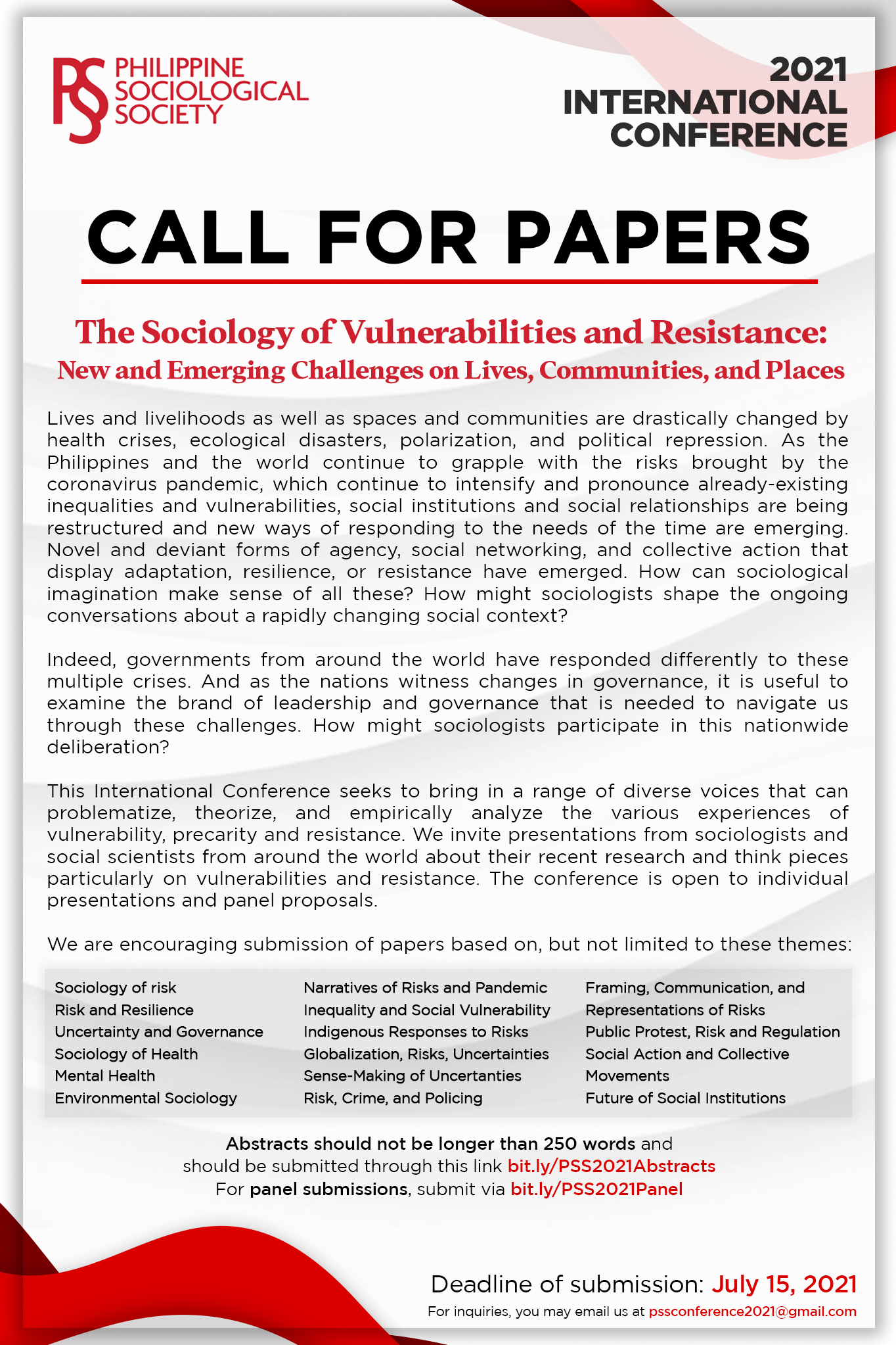 CALL FOR PAPERS: 2021 PSS International Conference - Philippine Social ...