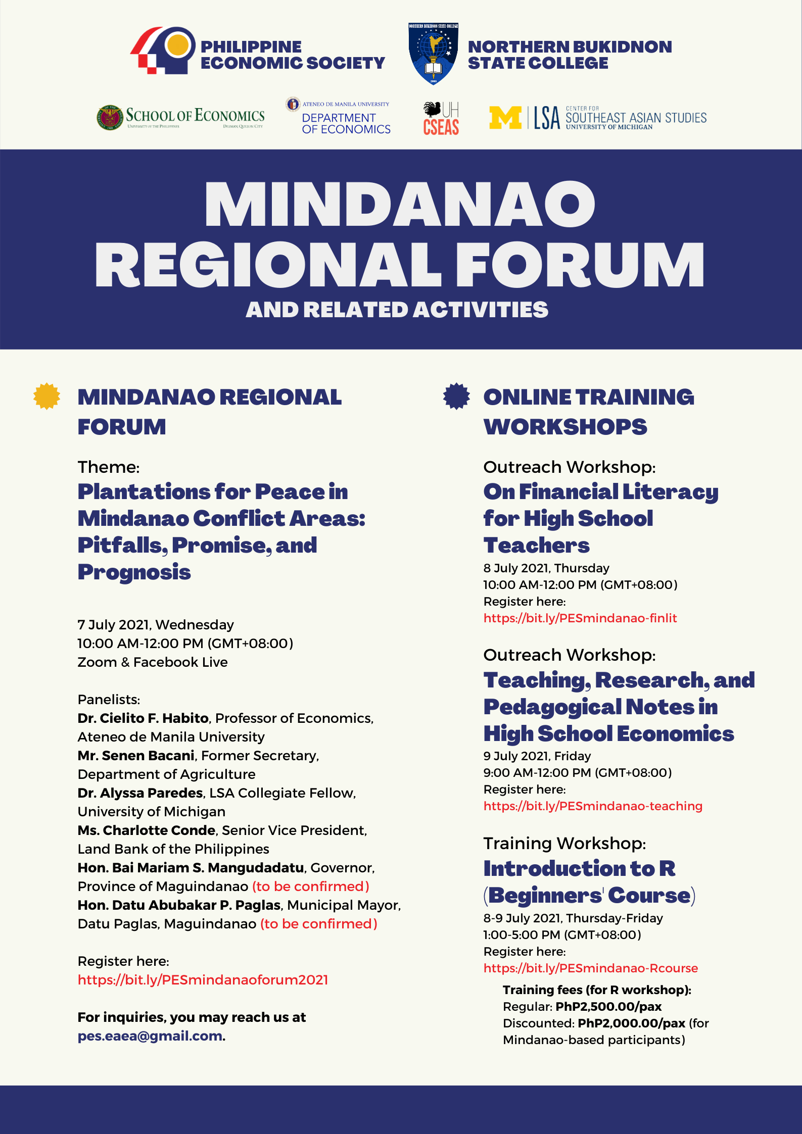 Philippine Economic Society to hold Mindanao Regional Forum ...