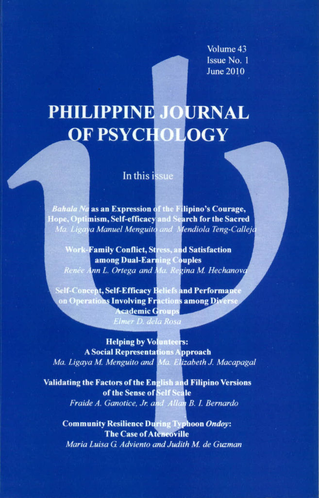 Philippine Journal of Psychology Vol 43 No 1 - Philippine Social ...