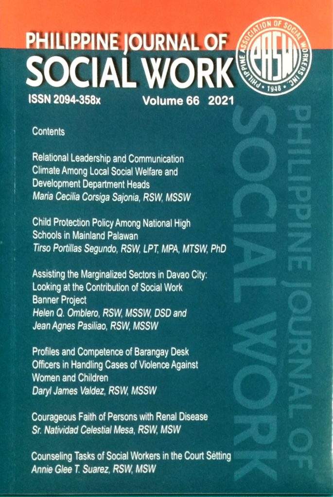 Philippine Journal of Social Work Vol 66 (2021) - Philippine Social Science Council