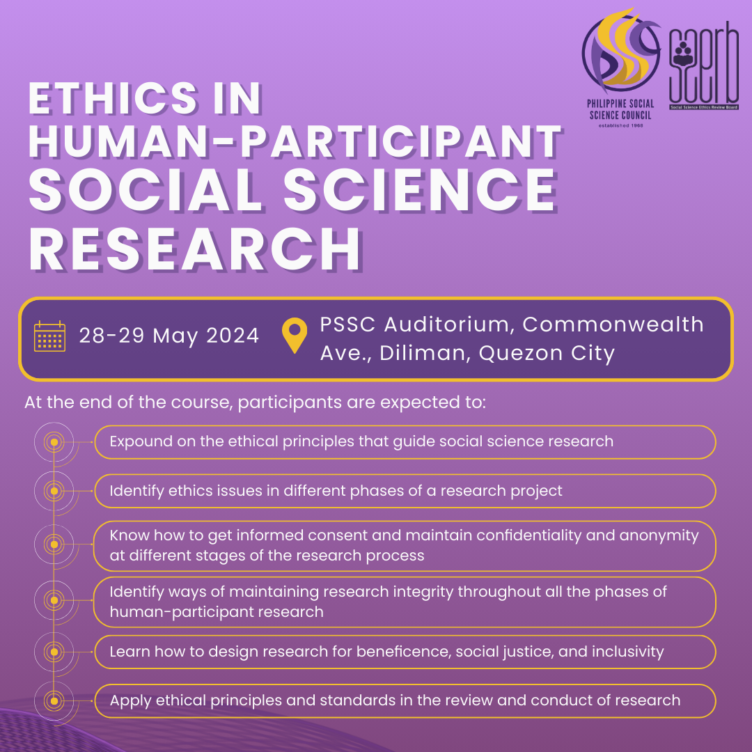 PSSC Training Workshop on Ethics in Human-Participant Research ...