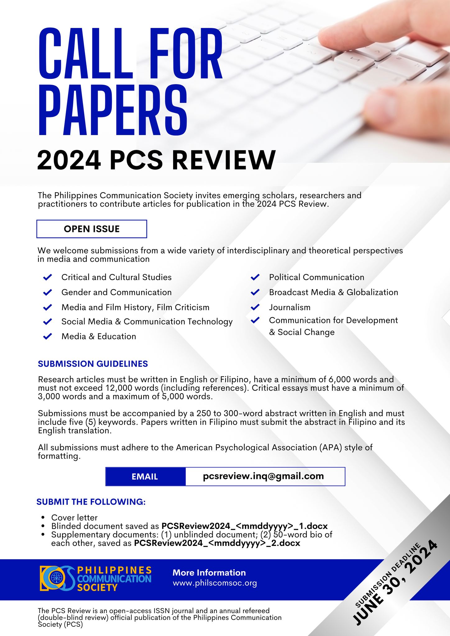 CALL FOR PAPERS | 2024 PCS Review - Philippine Social Science Council